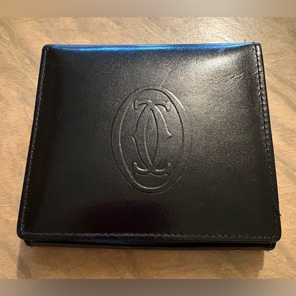 Cartier | Bags | Cartier Paris Black Wallet With Coin Purse | Poshmark